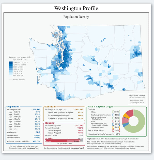 Washington Congressional District Wall Map – American Map Store