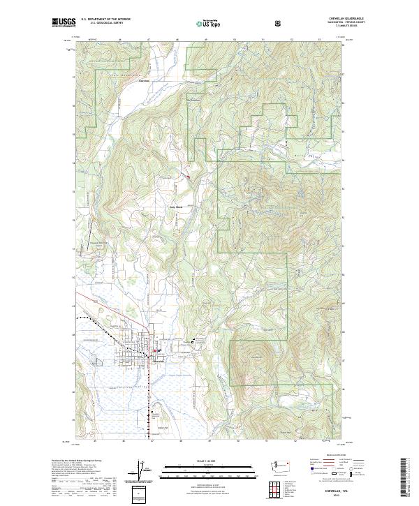 US Topo 7.5-minute map for Chewelah WA – American Map Store