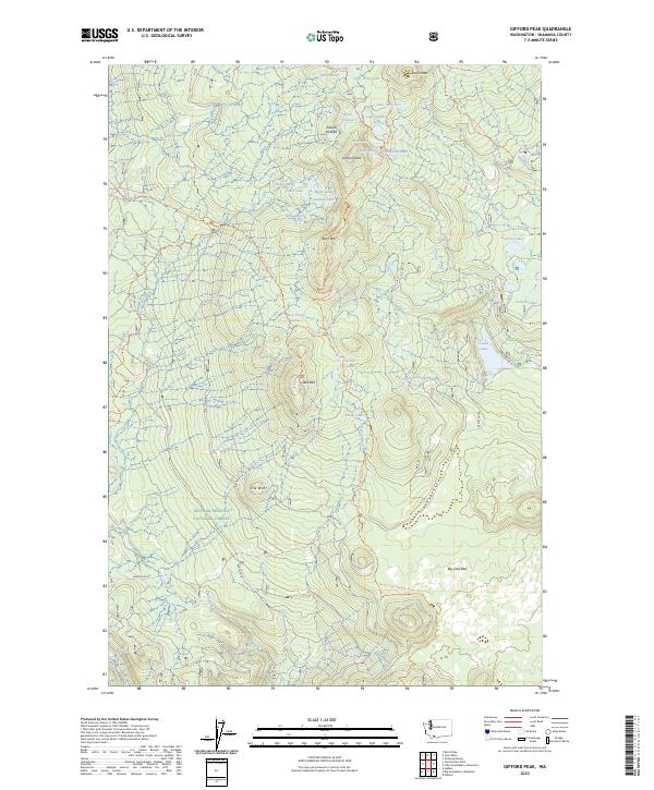 US Topo 7.5-minute map for Gifford Peak WA – American Map Store