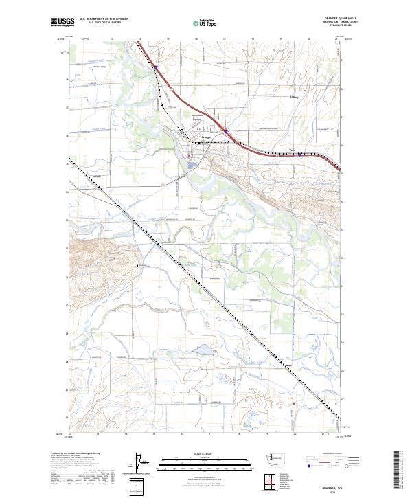 US Topo 7.5-minute map for Granger WA – American Map Store