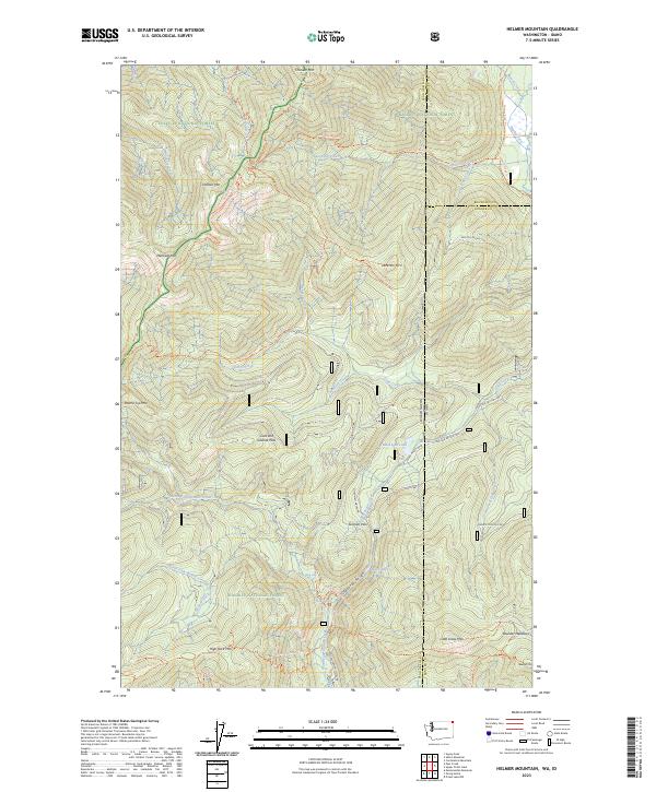 US Topo 7.5-minute map for Helmer Mountain WAID – American Map Store
