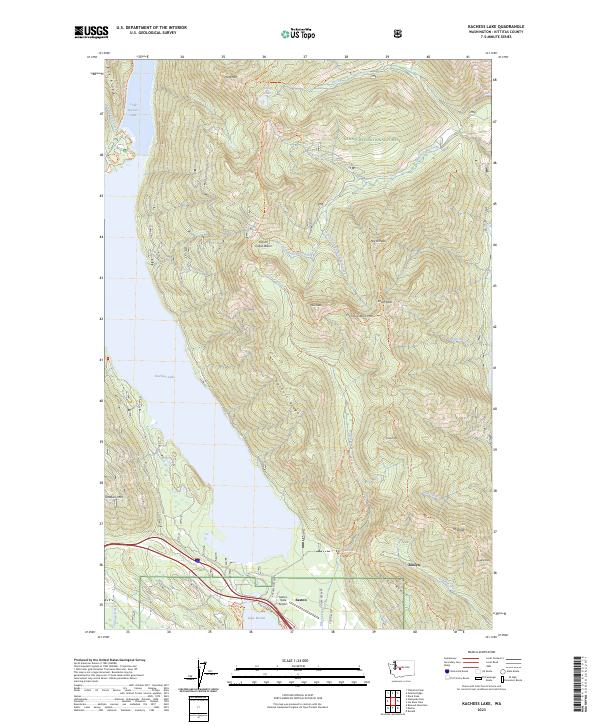 US Topo 7.5-minute map for Kachess Lake WA – American Map Store