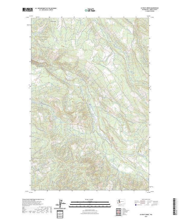 US Topo 7.5-minute map for Le Dout Creek WA – American Map Store