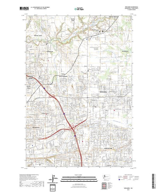 US Topo 7.5-minute map for Orchards WA – American Map Store