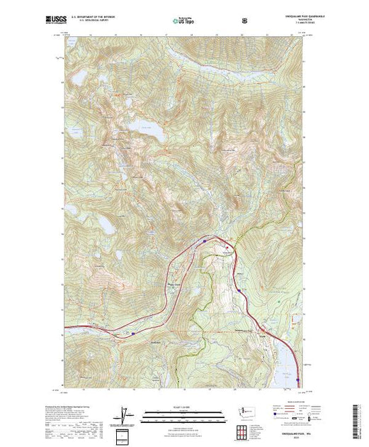 US Topo 7.5-minute map for Snoqualmie Pass WA – American Map Store