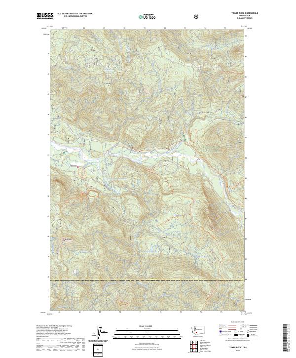 US Topo 7.5-minute map for Tower Rock WA – American Map Store