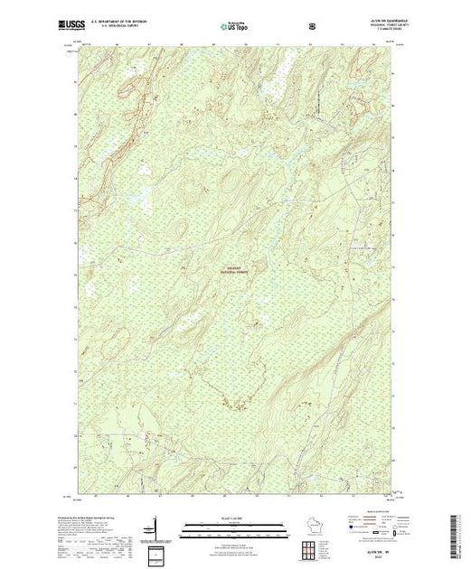 US Topo 7.5-minute map for Alvin SW WI – American Map Store