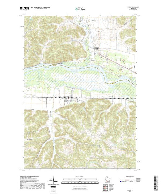 US Topo 7.5-minute map for Avoca WI – American Map Store