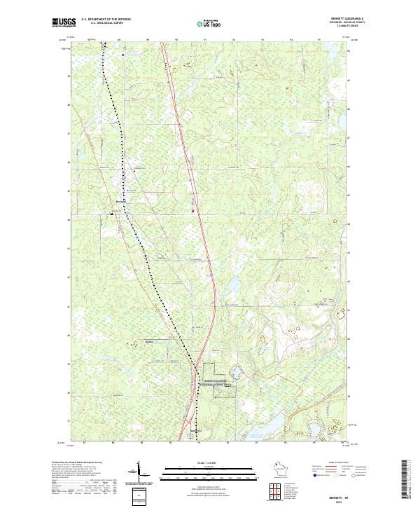 US Topo 7.5-minute map for Bennett WI – American Map Store