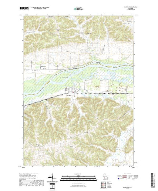 US Topo 7.5-minute map for Blue River WI – American Map Store
