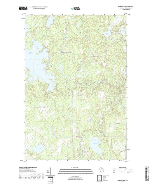 US Topo 7.5-minute map for Burrows Lake WI – American Map Store