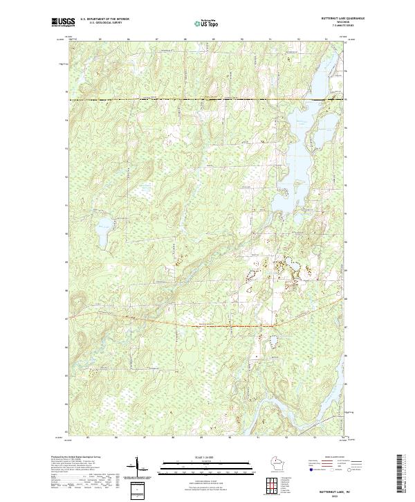 US Topo 7.5-minute map for Butternut Lake WI – American Map Store