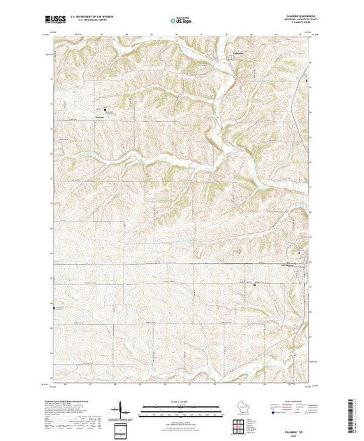 US Topo 7.5-minute map for Calamine WI – American Map Store