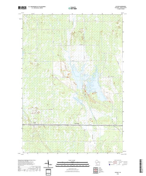 US Topo 7.5-minute map for Cutler WI – American Map Store