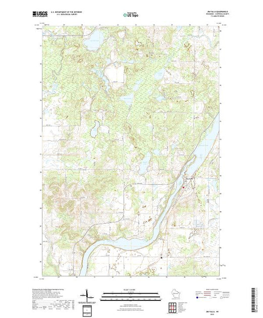 US Topo 7.5-minute map for Jim Falls WI – American Map Store