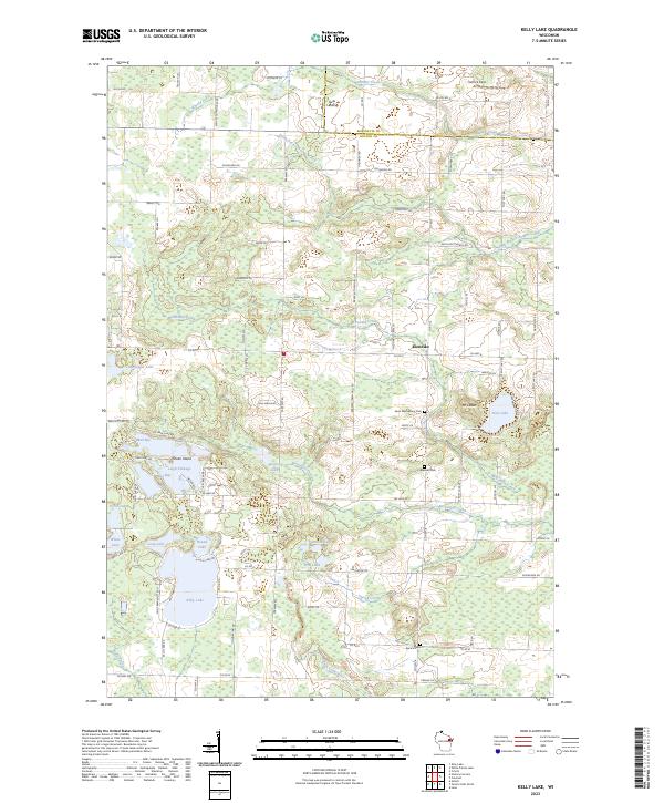US Topo 7.5-minute map for Kelly Lake WI – American Map Store