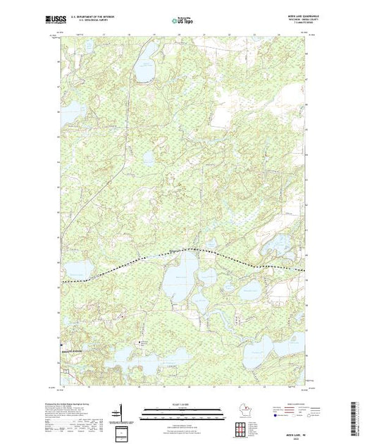 US Topo 7.5-minute map for Moen Lake WI – American Map Store