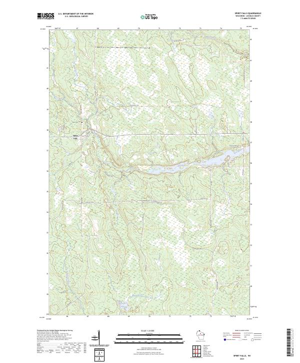 US Topo 7.5-minute map for Spirit Falls WI – American Map Store