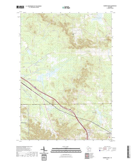 US Topo 7.5-minute map for Warrens West WI – American Map Store
