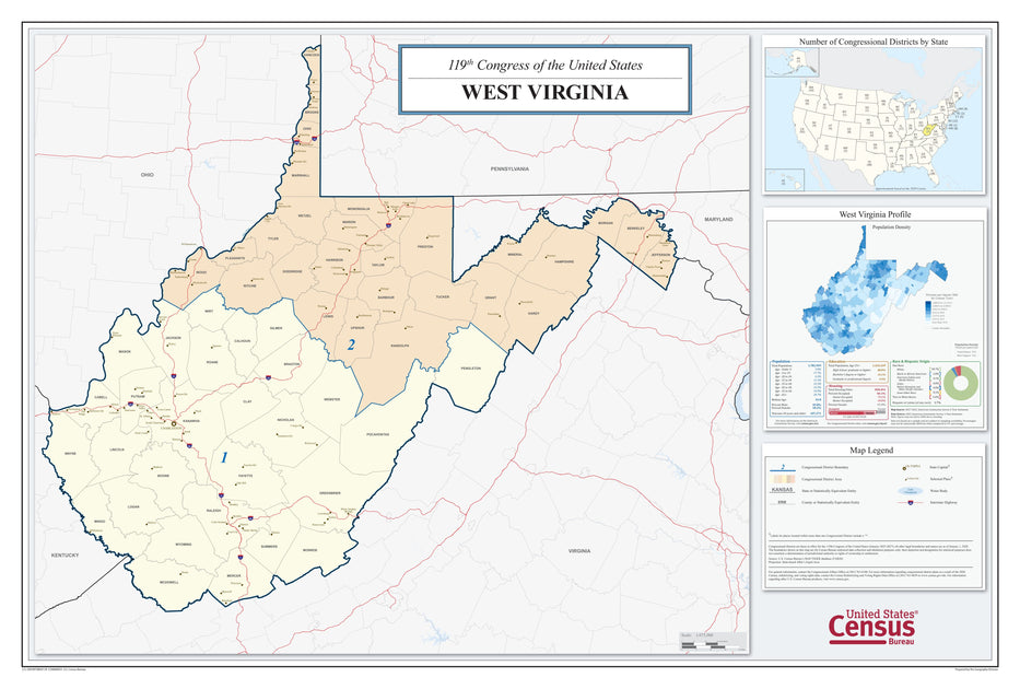 West Virginia Congressional District Wall Map – American Map Store
