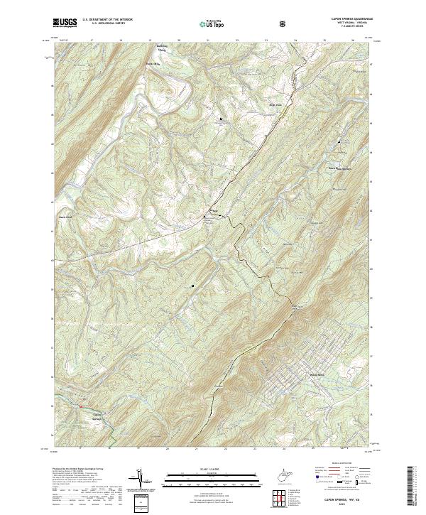 US Topo 7.5-minute map for Capon Springs WVVA – American Map Store