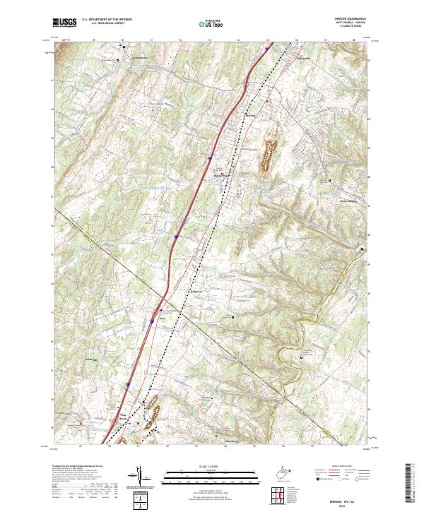 US Topo 7.5-minute map for Inwood WVVA – American Map Store