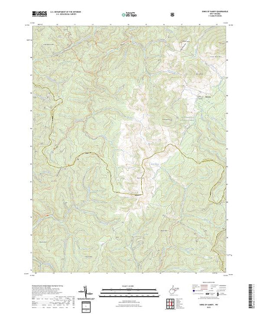 US Topo 7.5-minute map for Sinks of Gandy WV – American Map Store