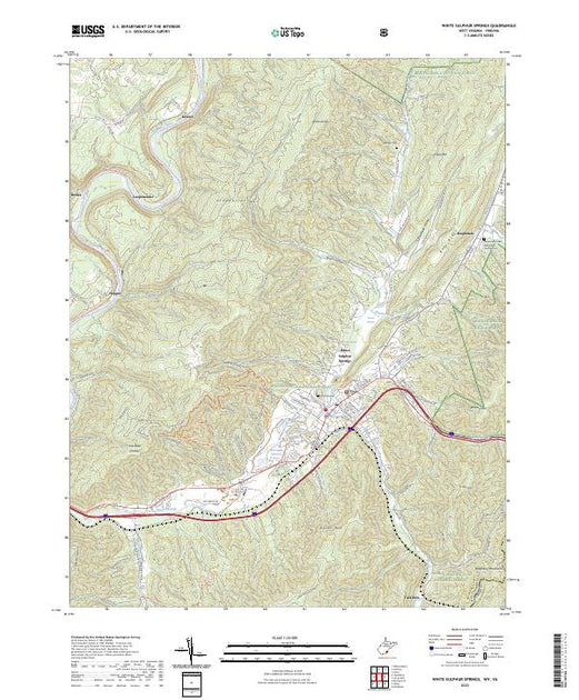 US Topo 7.5-minute map for White Sulphur Springs WVVA – American Map Store