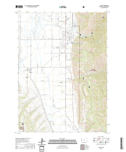 USGS US Topo 7.5-minute map for Afton WY 2021 – American Map Store