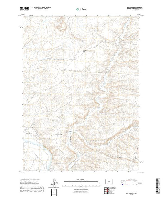 USGS US Topo 7.5-minute map for Austin Ranch WY 2021 – American Map Store