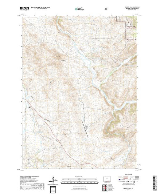 USGS US Topo 7.5-minute map for Barcus Peak WY 2021 – American Map Store