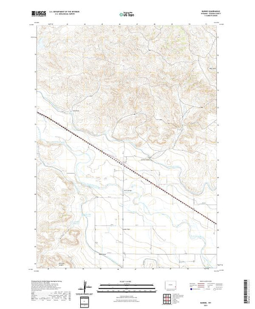 USGS US Topo 7.5-minute map for Barnes WY 2021 – American Map Store
