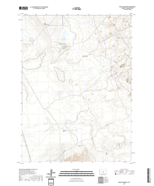 USGS US Topo 7.5-minute map for Boggy Meadows WY 2021 – American Map Store