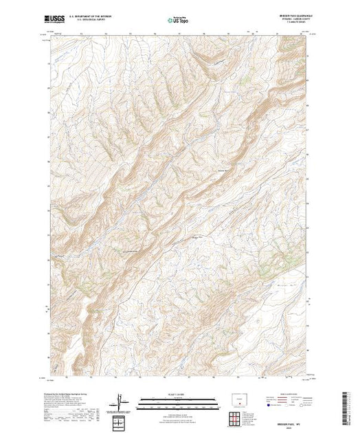 US Topo 7.5-minute map for Bridger Pass WY – American Map Store