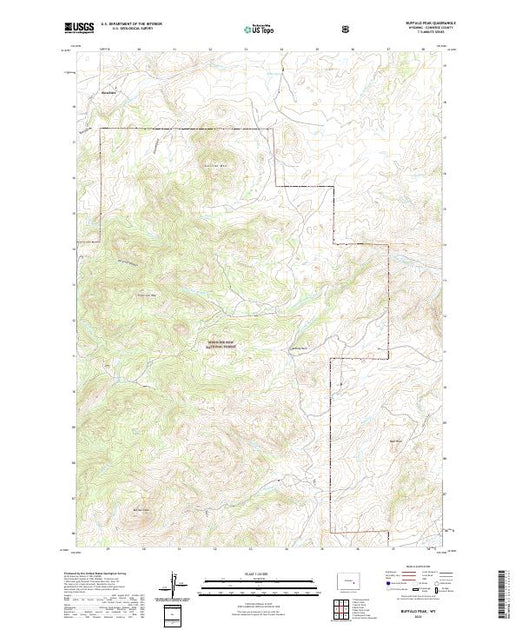 USGS US Topo 7.5-minute map for Buffalo Peak WY 2021 – American Map Store