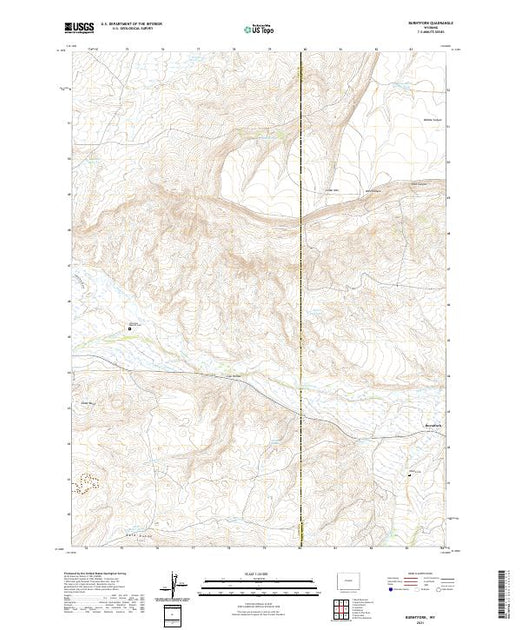 USGS US Topo 7.5-minute map for Burntfork WY 2021 – American Map Store