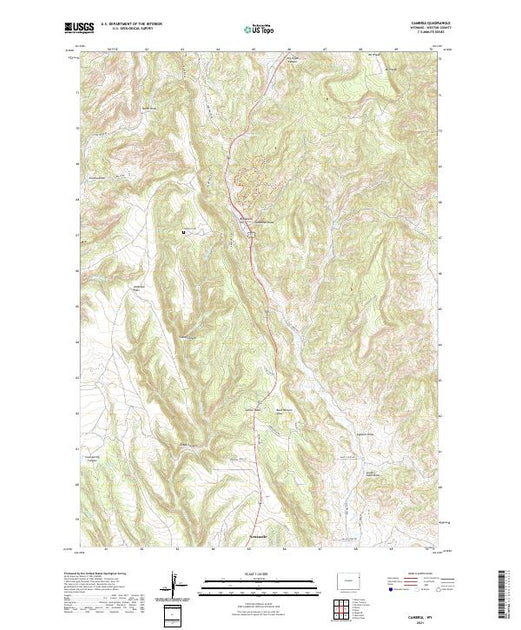 USGS US Topo 7.5-minute map for Cambria WY 2021 – American Map Store