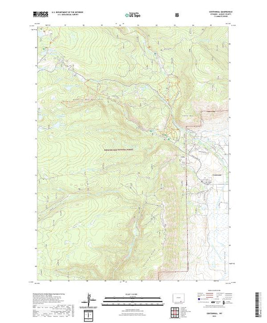 USGS US Topo 7.5-minute map for Centennial WY 2021 – American Map Store