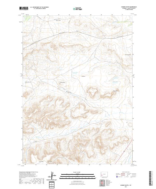 USGS US Topo 7.5-minute map for Chimney Butte WY 2021 – American Map Store