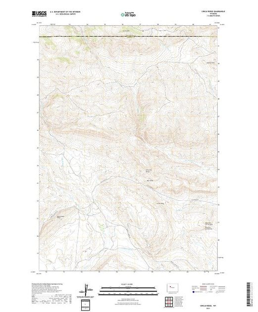 USGS US Topo 7.5-minute map for Circle Ridge WY 2021 – American Map Store