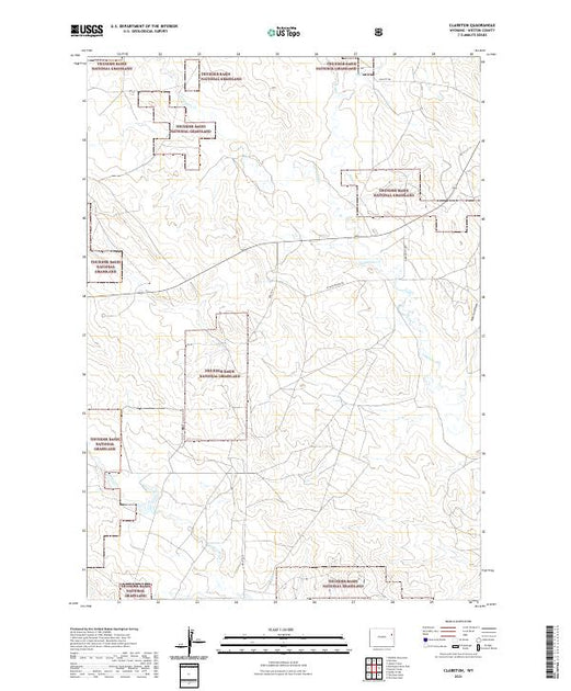 USGS US Topo 7.5-minute map for Clareton WY 2021 – American Map Store
