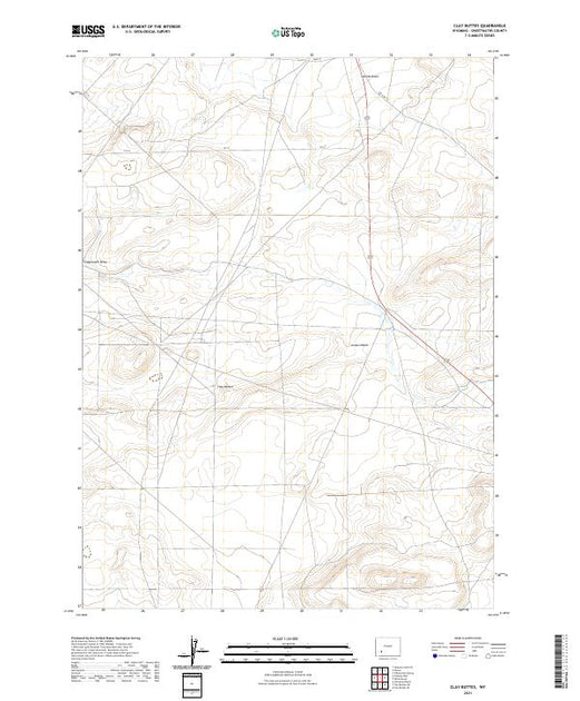 USGS US Topo 7.5-minute map for Clay Buttes WY 2021 – American Map Store