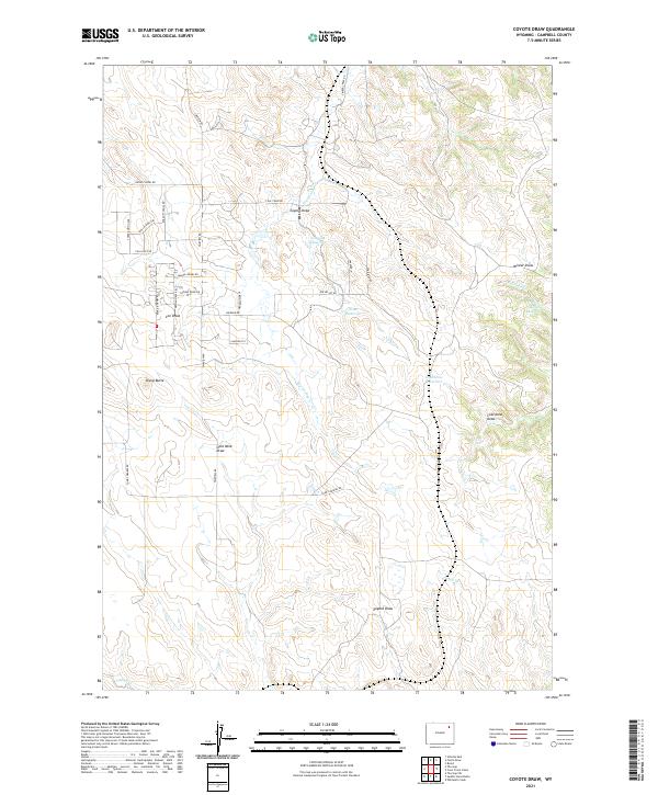 USGS US Topo 7.5-minute map for Coyote Draw WY 2021 – American Map Store