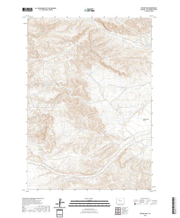 USGS US Topo 7.5-minute map for Crater Sink WY 2021 – American Map Store