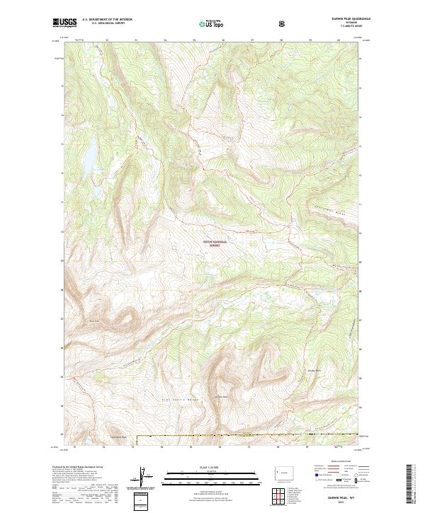 USGS US Topo 7.5-minute map for Darwin Peak WY 2021 – American Map Store
