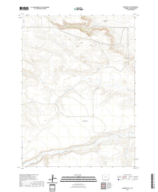 USGS US Topo 7.5-minute map for Diamond Flat WY 2021 – American Map Store