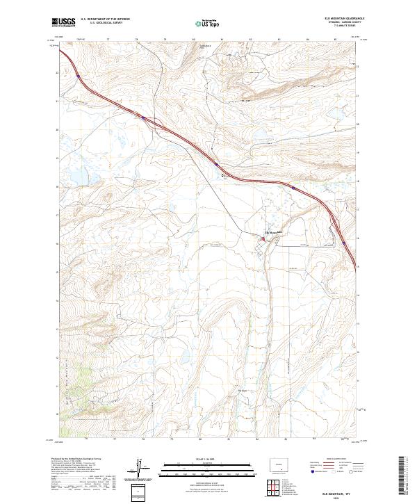 USGS US Topo 7.5-minute map for Elk Mountain WY 2021 – American Map Store