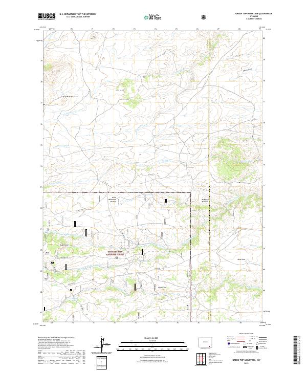 USGS US Topo 7.5-minute map for Green Top Mountain WY 2021 – American ...