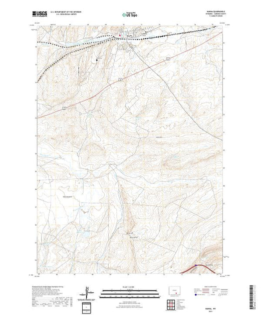 USGS US Topo 7.5-minute map for Hanna WY 2021 – American Map Store