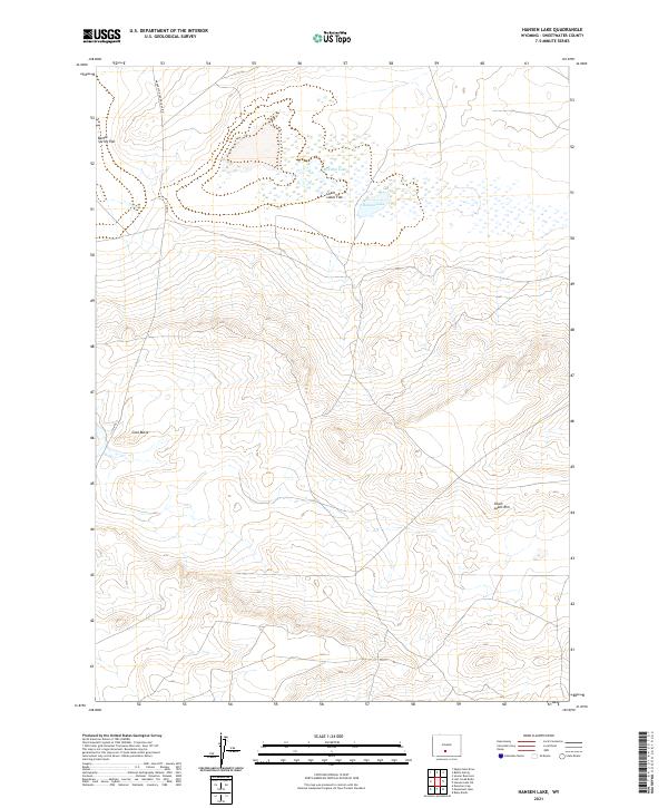 USGS US Topo 7.5-minute map for Hansen Lake WY 2021 – American Map Store